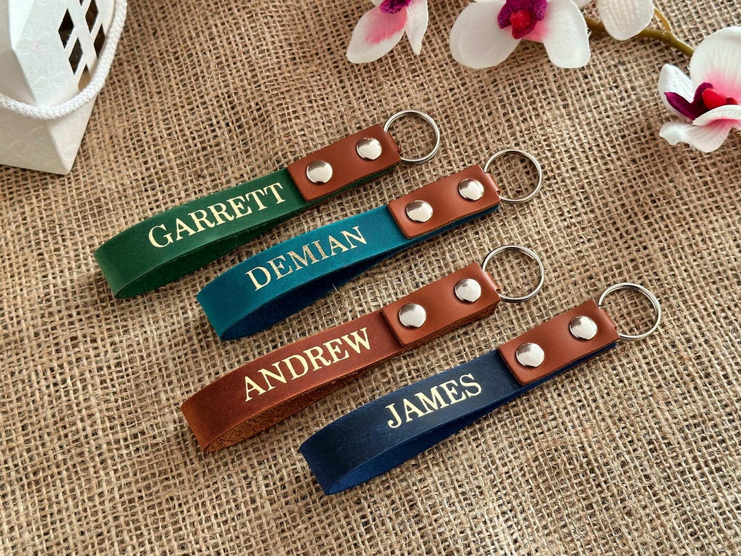 Custom Leather Keychain With Name or Personalized Message, Cute ...