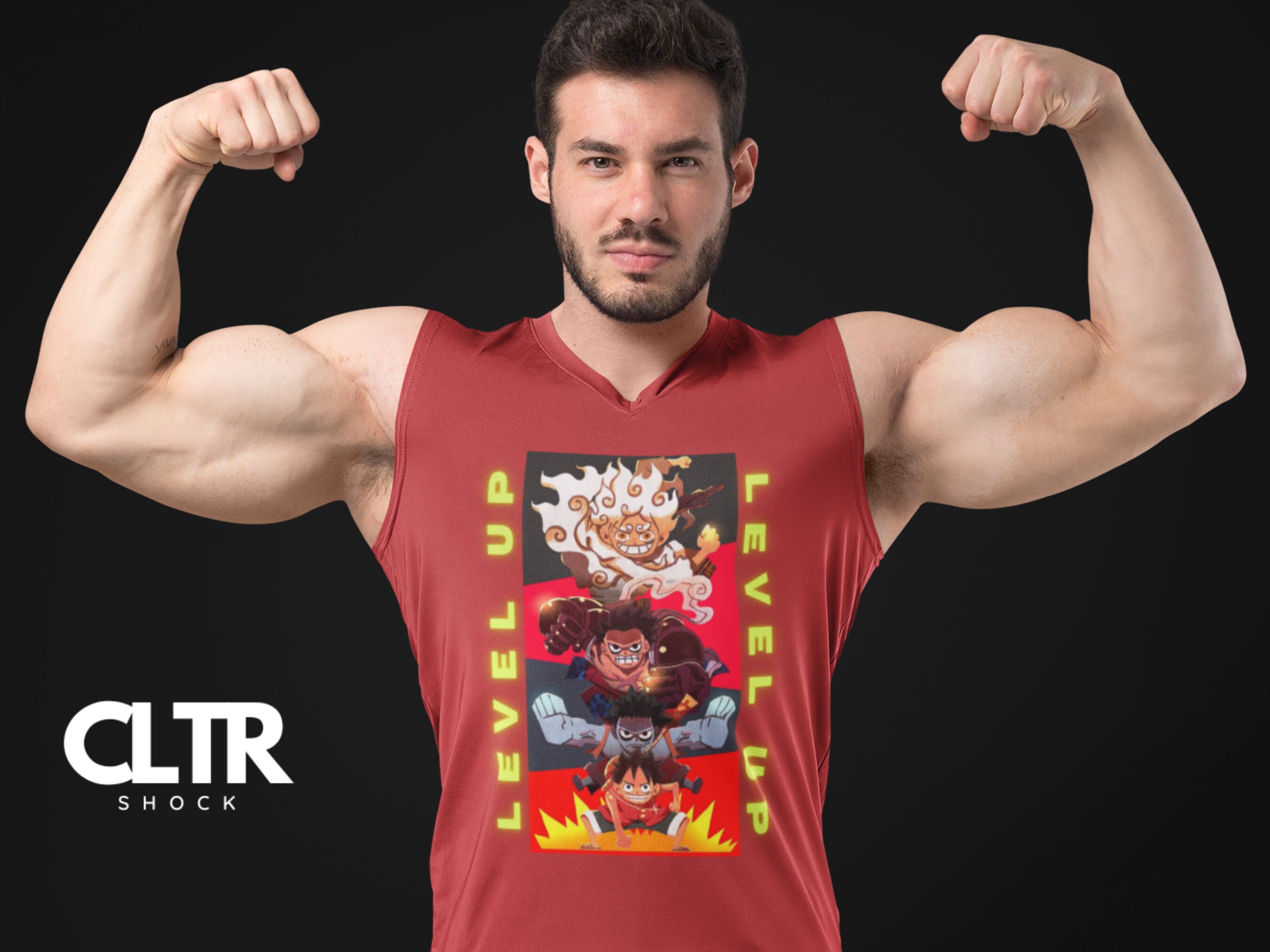 One Piece MEN ANIME Tank Top, Luffy Gear Level up Printed VEST, Anime ...