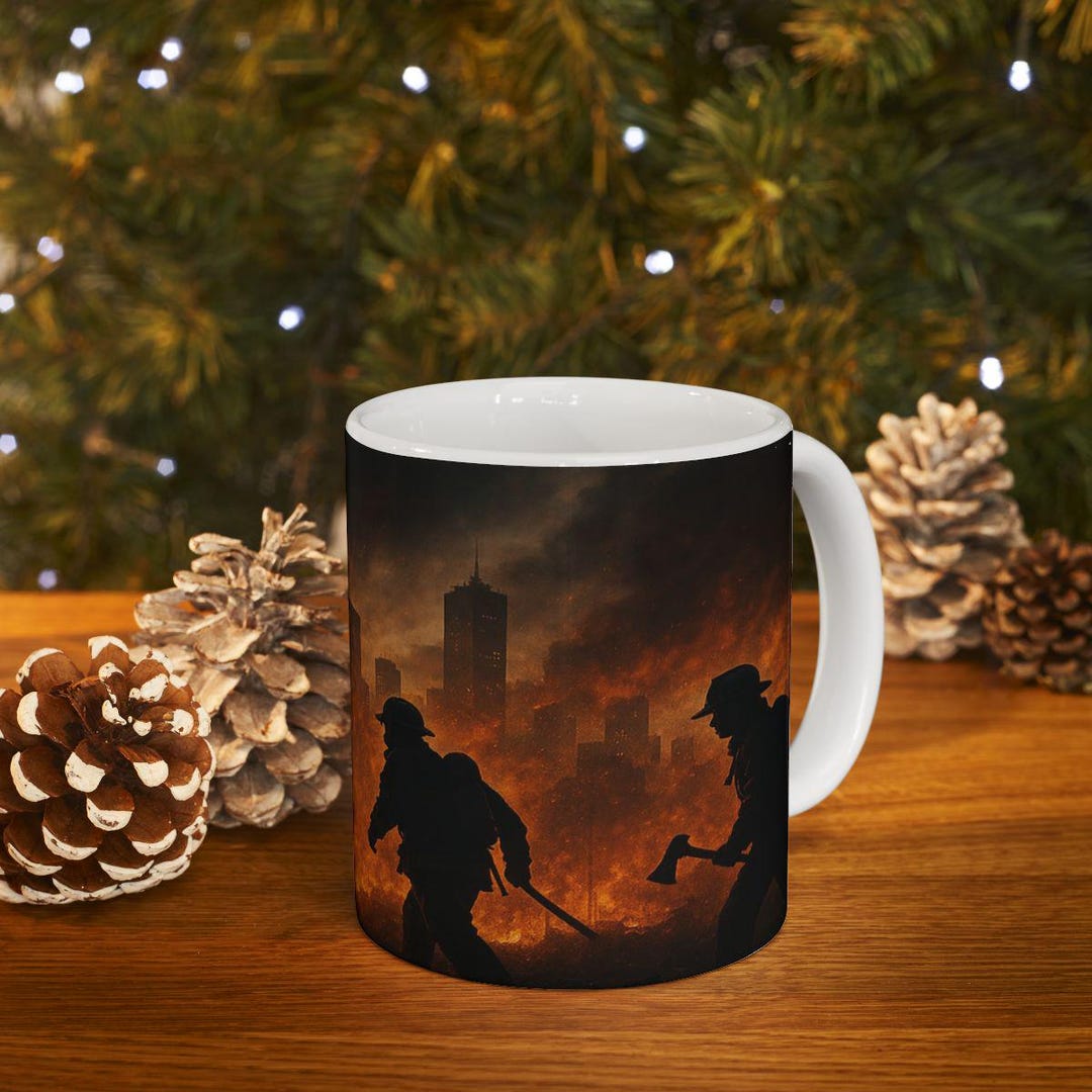 Firefighter Tribute Mug: Courage & Valor Ceramic Coffee Cup - Etsy