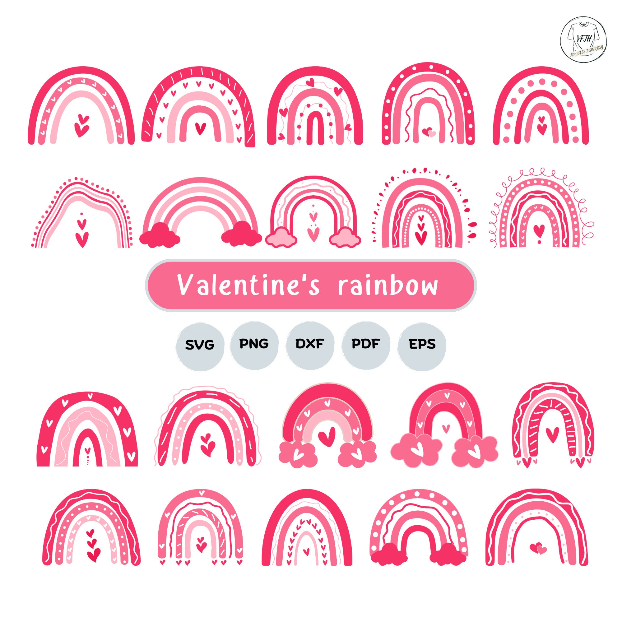 Rainbows Valentine SVG, Cute Rainbow Svg, Boho Rainbow Bundle, Boho ...