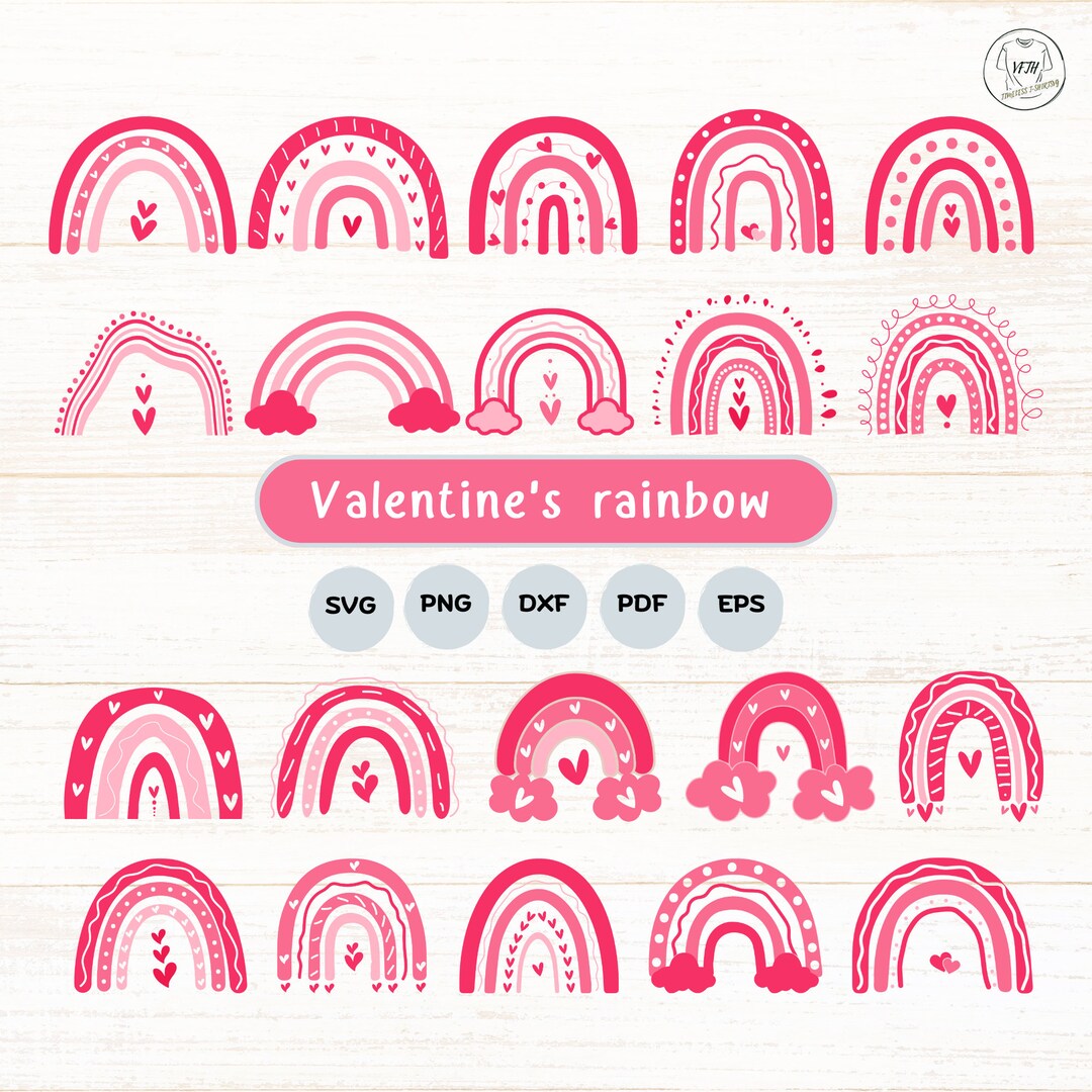 Rainbows Valentine SVG, Cute Rainbow Svg, Boho Rainbow Bundle, Boho ...