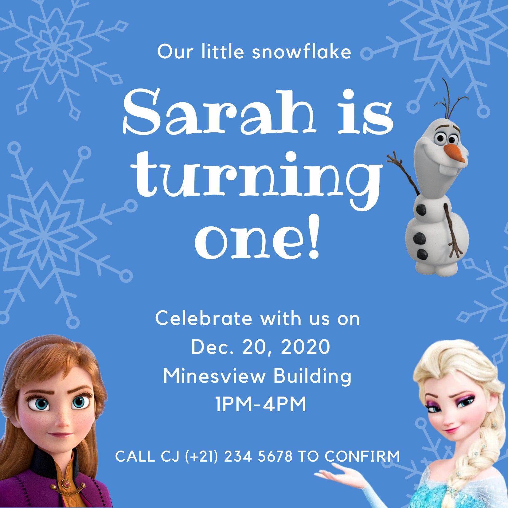 FROZEN Birthday Party CANVA Template 1 - Etsy