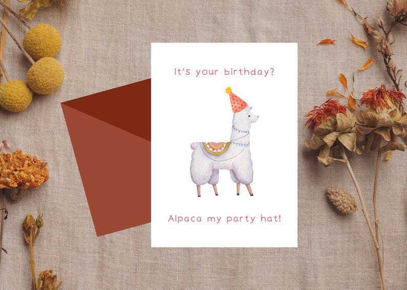 Funny Alpaca Birthday Card Template: Pun Greeting (digital Download) - Etsy