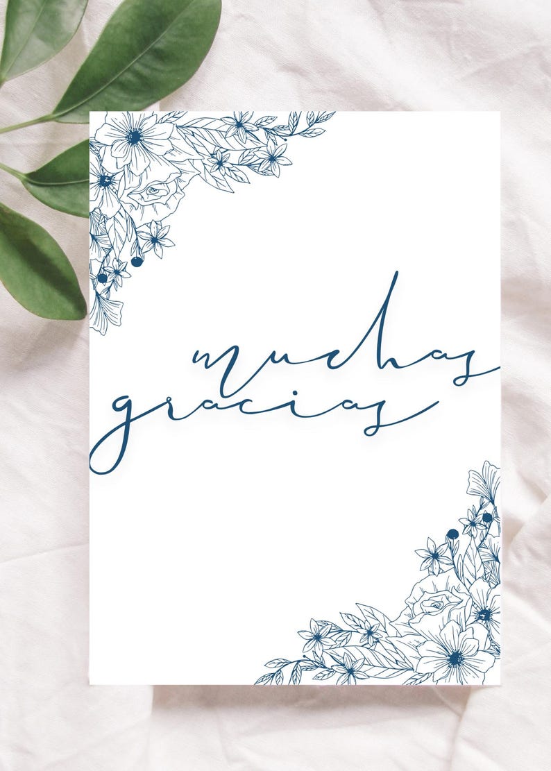 Muchas Gracias Card | Spanish Thank You Card | Printable Thank You Note ...