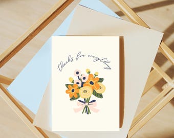 Printable Thank You Card, Appreciation Card, Digital Thank You Card, Floral Thank You Card ...