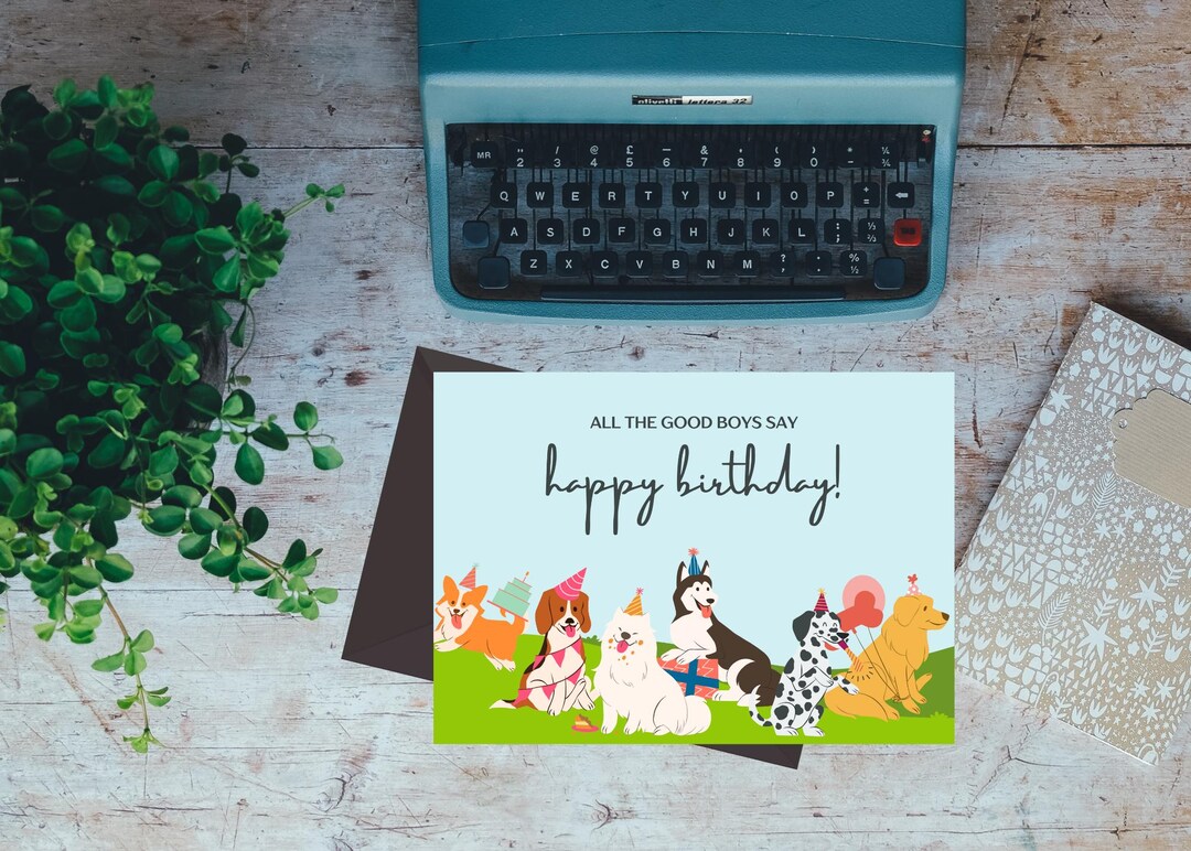 Funny Dog Birthday Card – Digital Download, Puppy Party Greeting, Dog ...