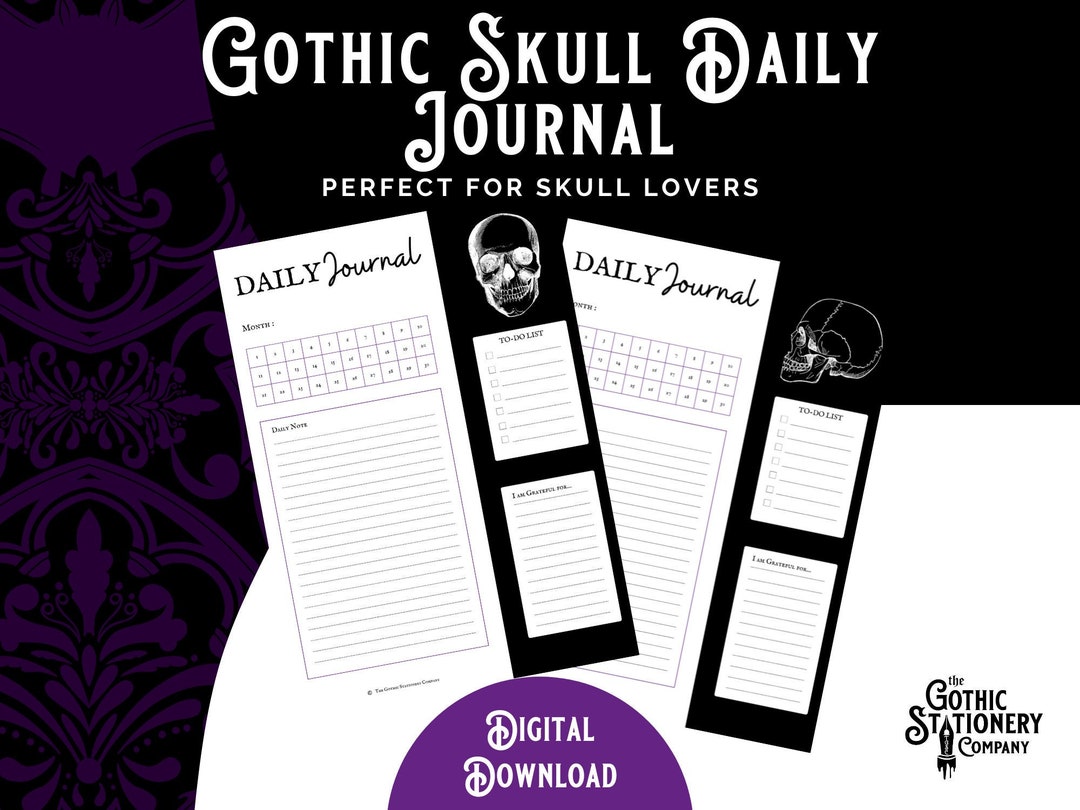 Gothic Skull Daily Planner Digital Download Gothic Journalling Goth ...