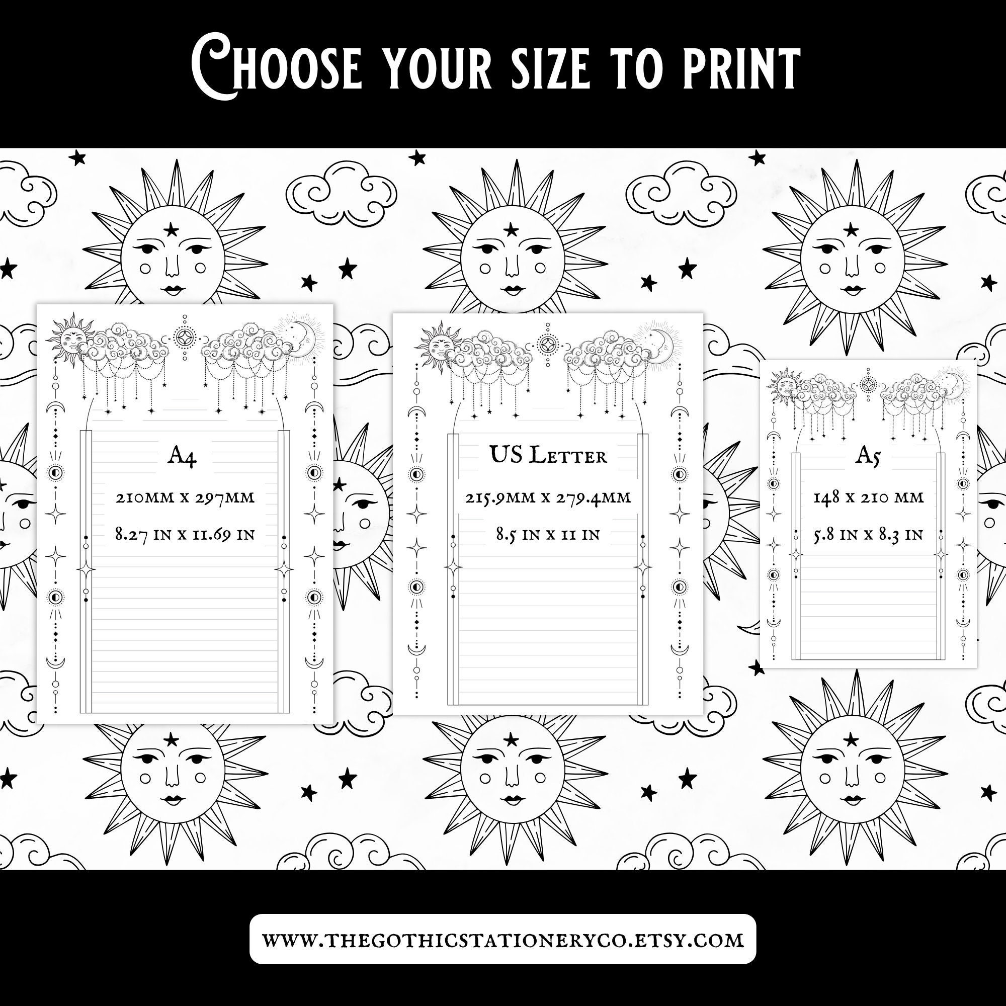 Celestial Printable Note Paper Digital Zodiac Stationery for - Etsy UK