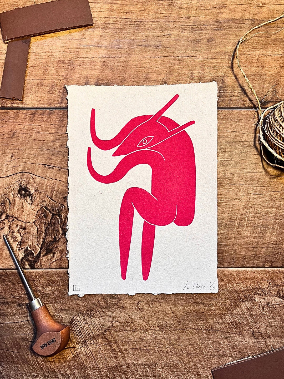 Original Handmade Linocut Print 'the Dance' - Limited Edition ...