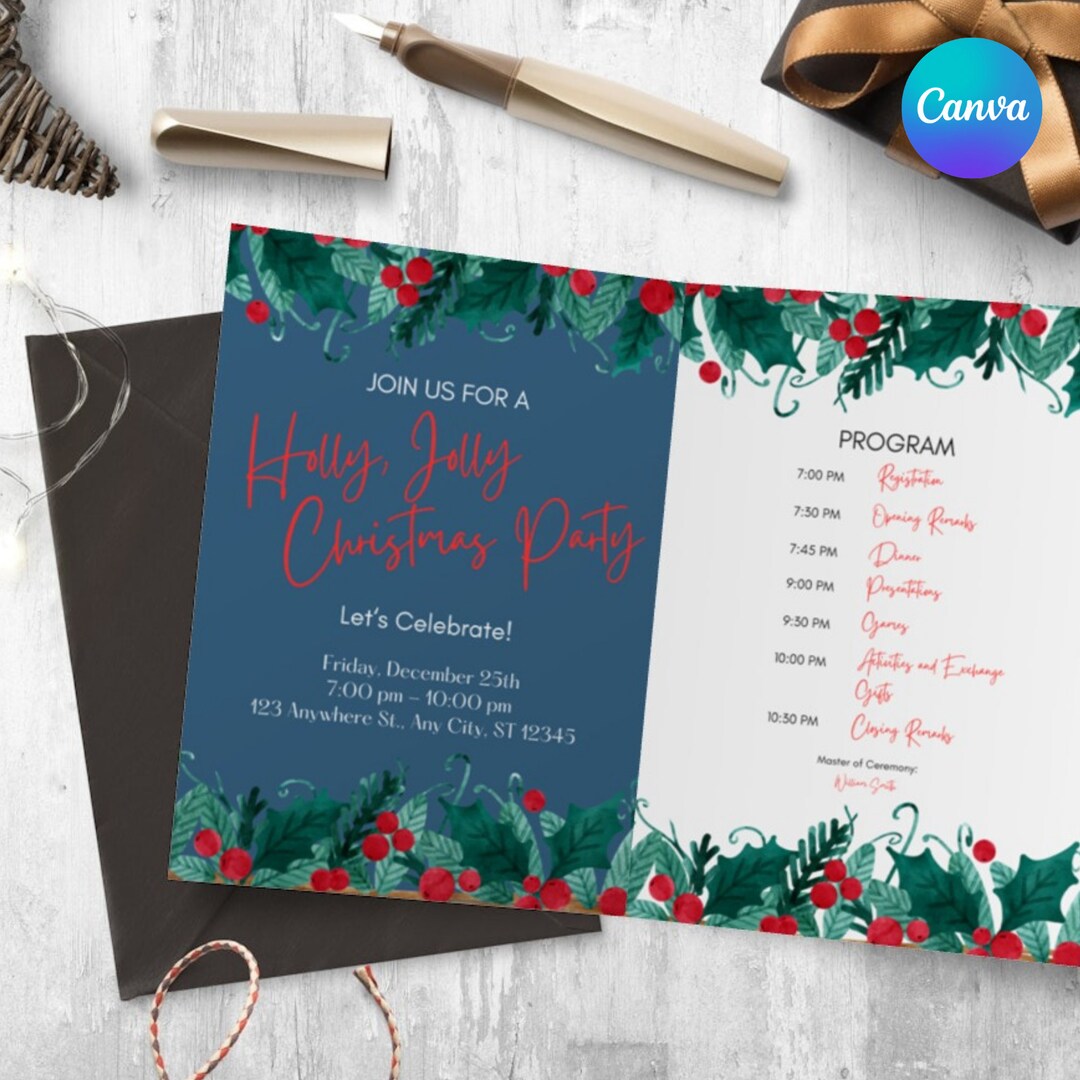 Office Simple Christmas Party Invitation Template Christmas Party ...