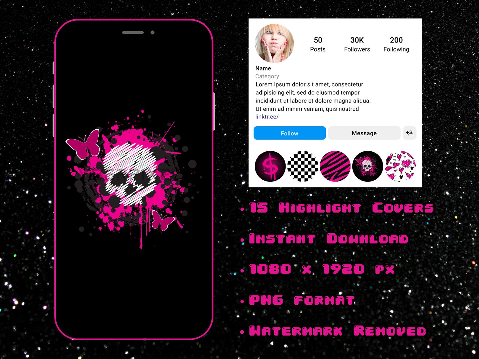 Y2K Instagram Covers Pink Instagram Highlight Covers Emo - Etsy