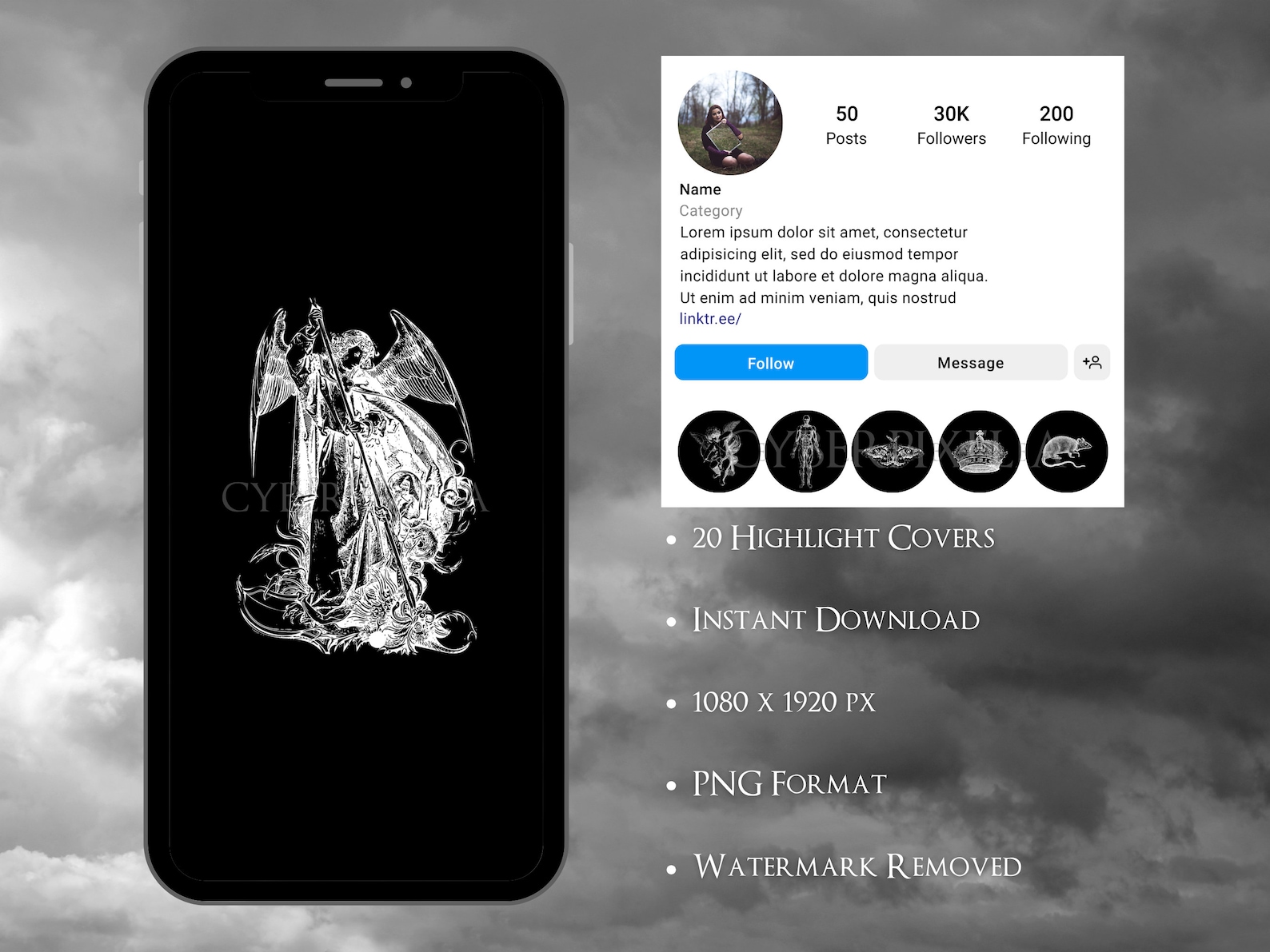 Black Instagram Highlight Covers, Goth IG Icons, Gothic Style ...