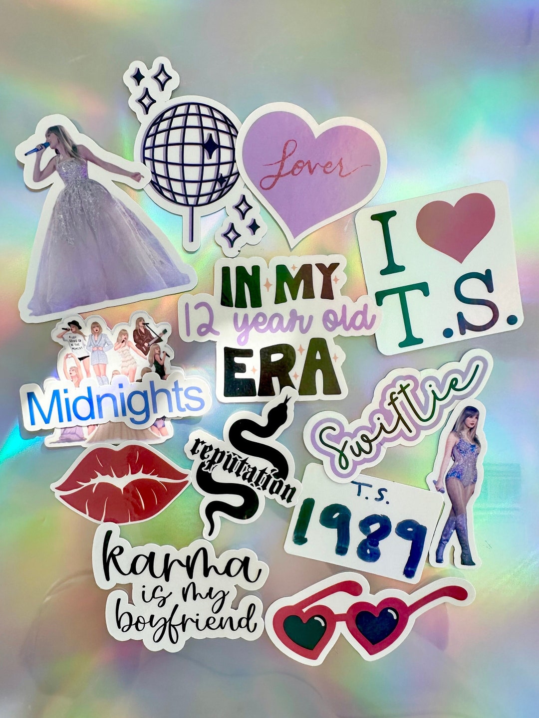 Taylor Swift Sticker Set/ Waterproof Vinyl Holographic Swiftie Stickers ...
