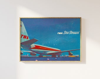 TWA Convair Vintage Travel Print, Digital Download Wall Art, Retro ...
