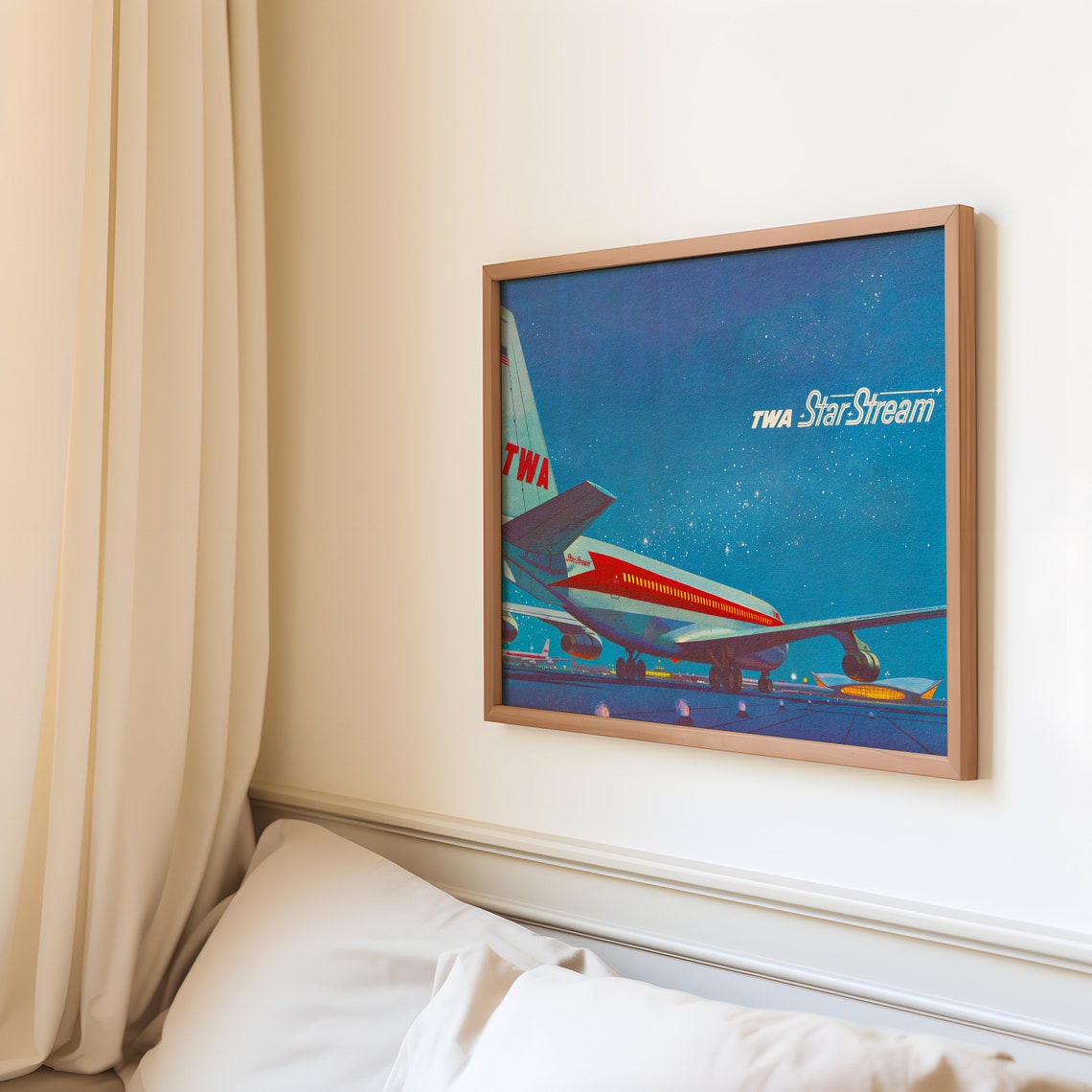 TWA Star Stream Vintage Travel Print, Digital Download Wall Art, Retro ...