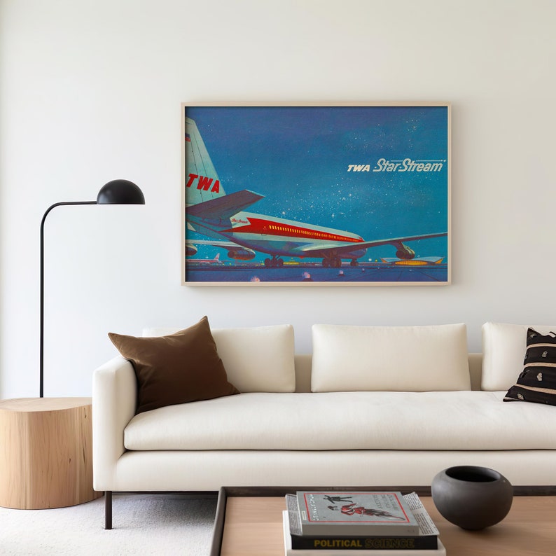 TWA Star Stream Vintage Travel Print, Digital Download Wall Art, Retro ...