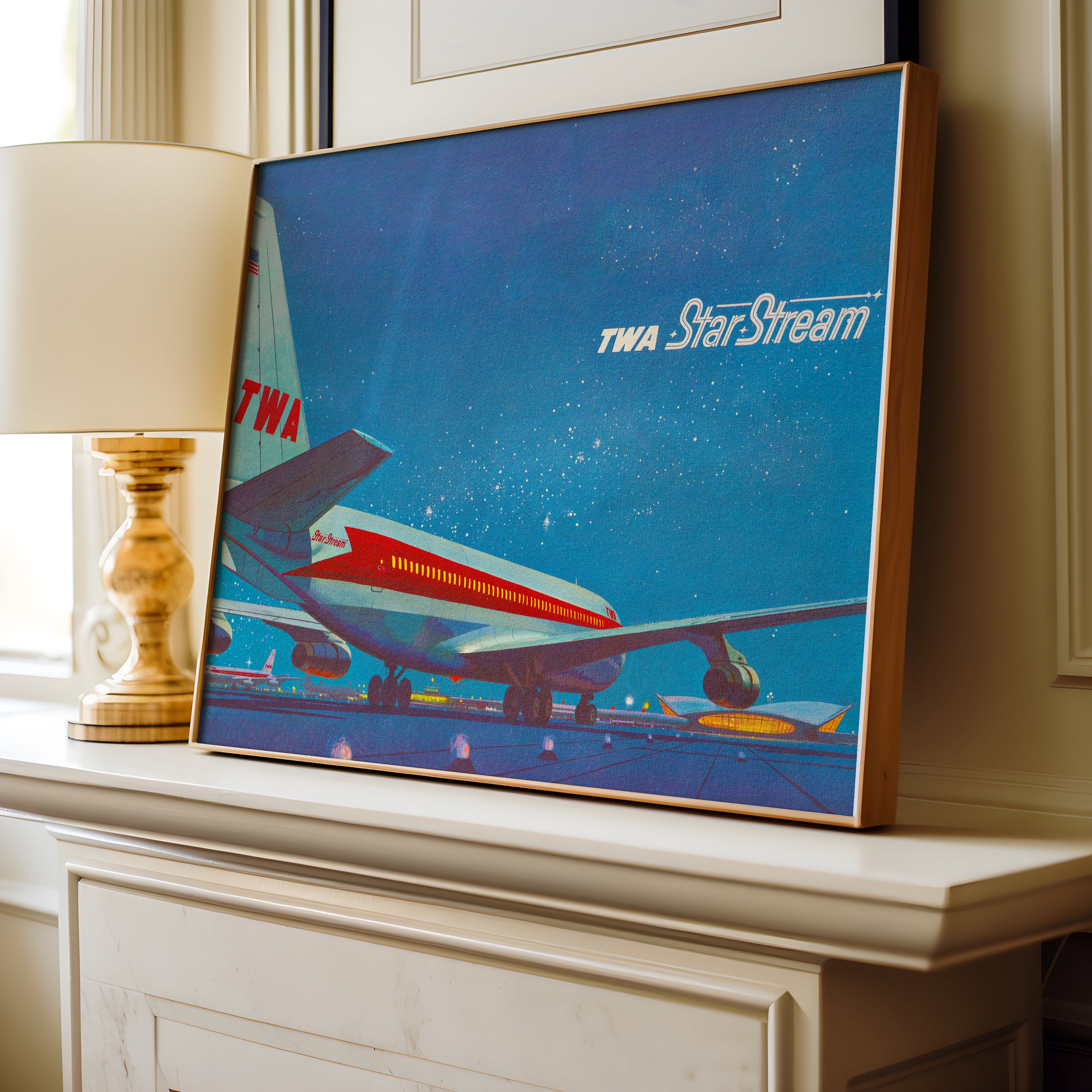 TWA Star Stream Vintage Travel Print, Digital Download Wall Art, Retro ...