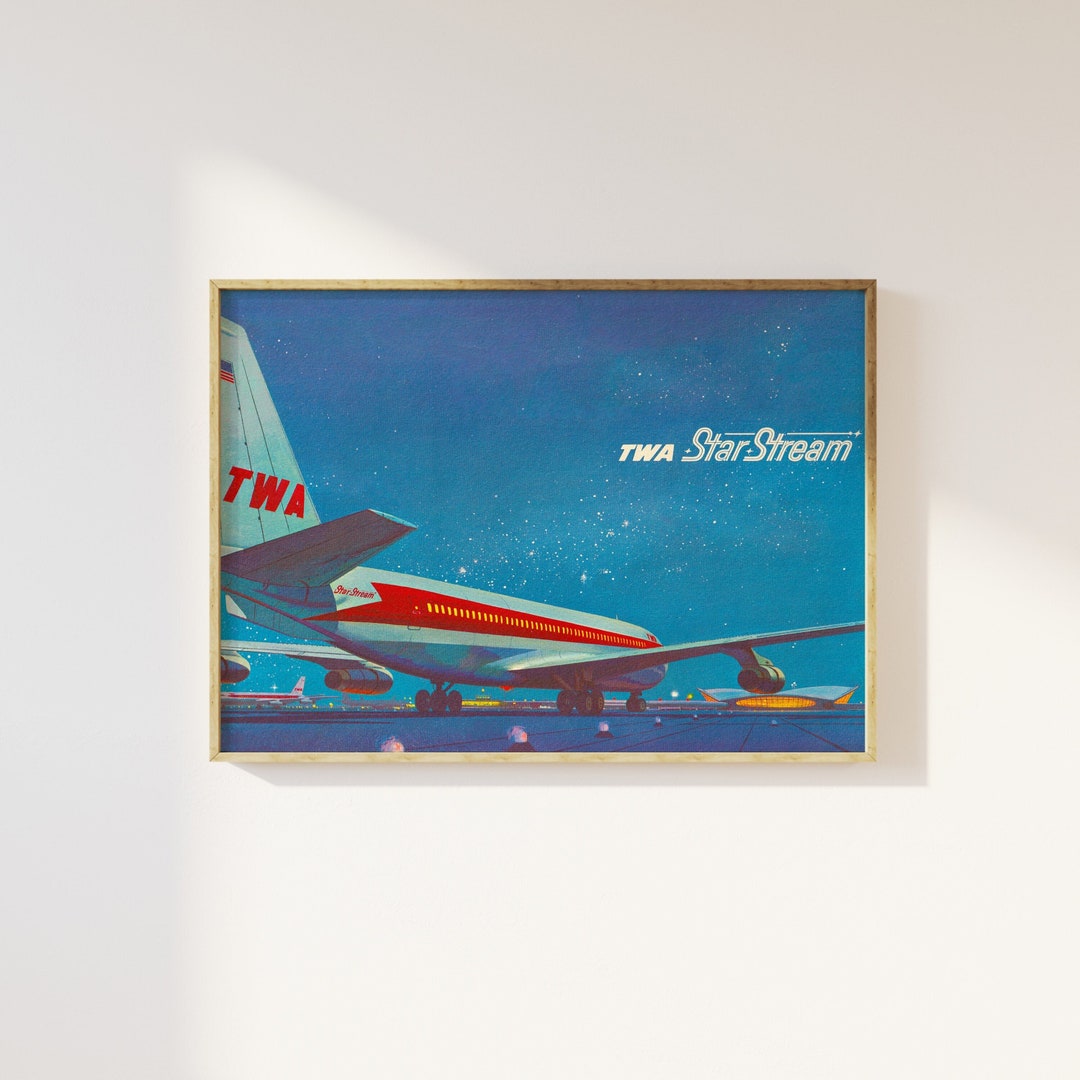TWA Star Stream Vintage Travel Print, Digital Download Wall Art, Retro ...