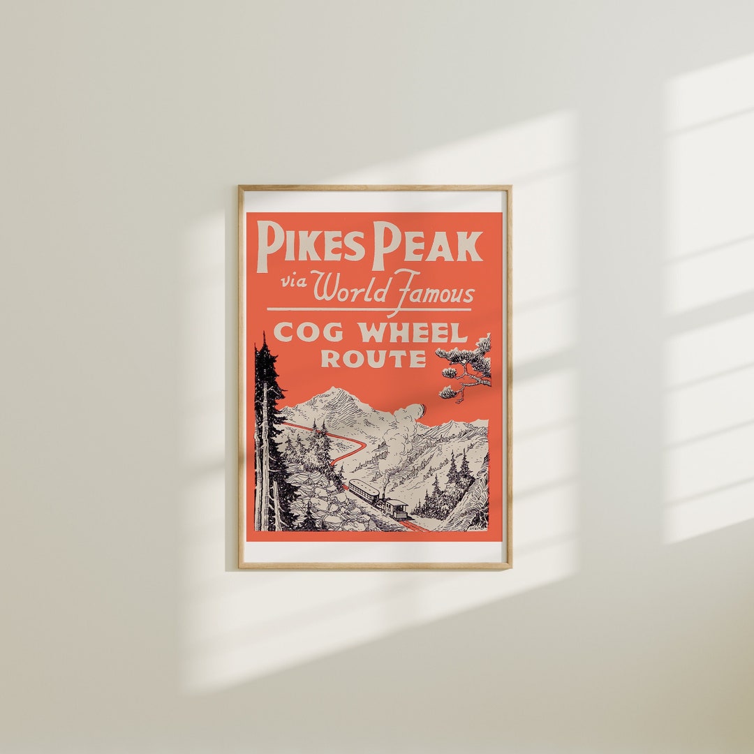 Pikes Peak Cog Wheel Route Vintage Travel Art Digital - Etsy