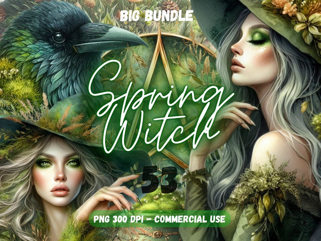 Spring Witch Magical PNG Digital Gothic Witch Clipart Magic Witch SVG ...