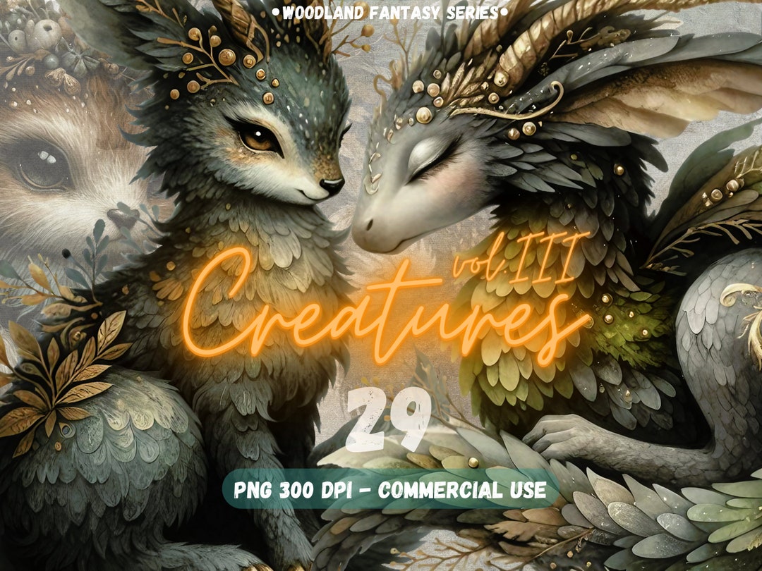 Woodland Fantasy Creatures Vol. 3 PNG Digital Clipart Bundle Enchanted ...