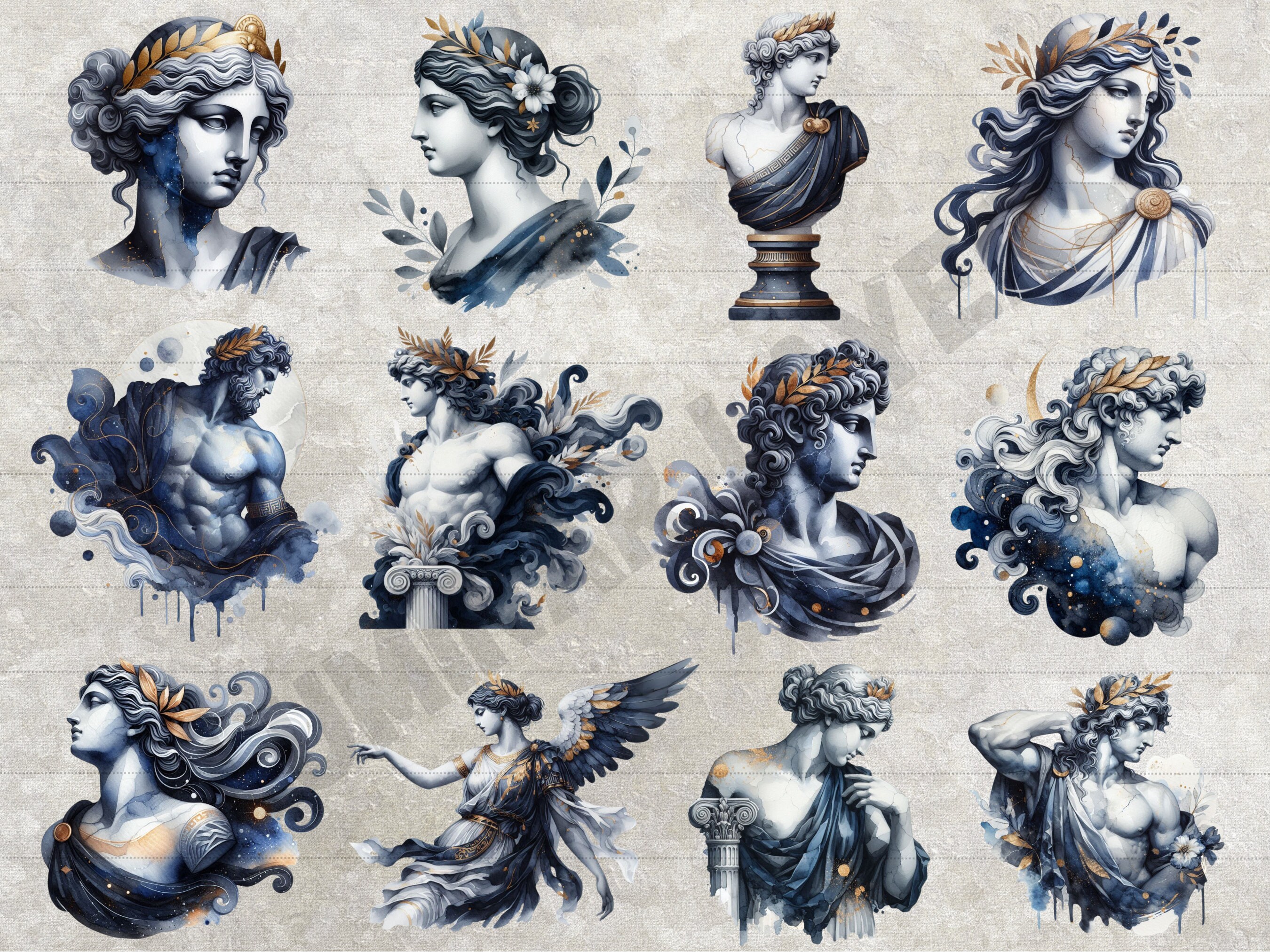 Ancient Greek Art PNG Digital Clipart Historical SVG Watercolor Light ...