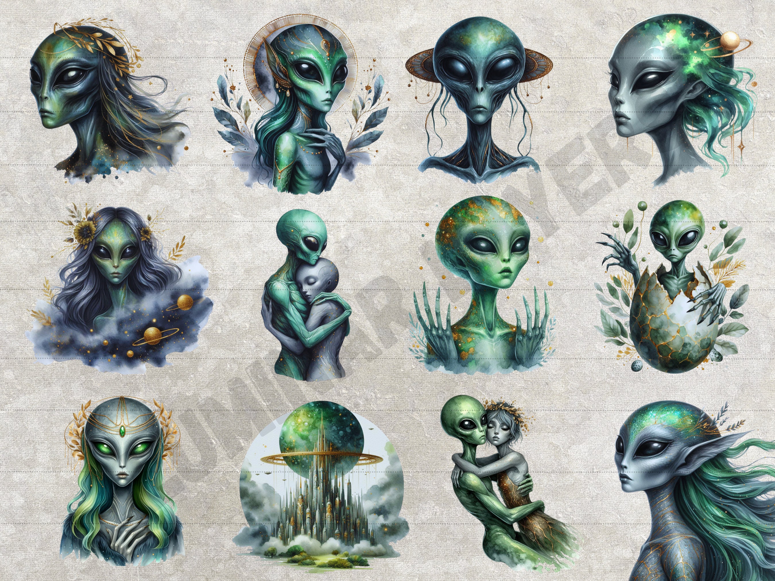 Aliens PNG Sci-fi SVG Aliens Clipart Aliens Coming Aliens Painting ...