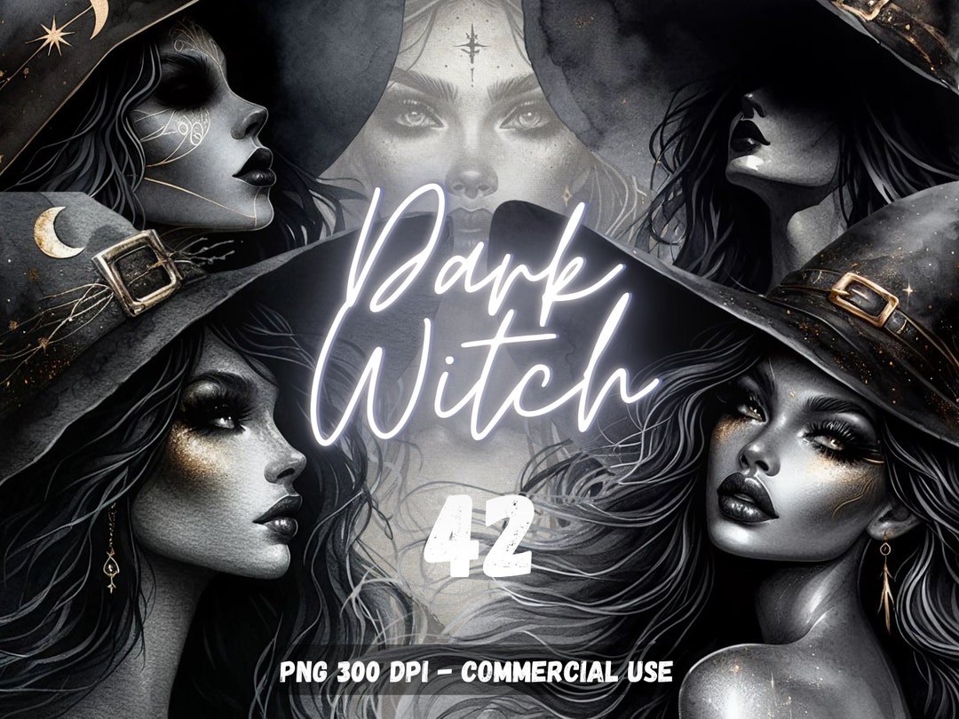 Dark Witch Magical PNG Gothic Digital Clipart Big Bundle Watercolor ...