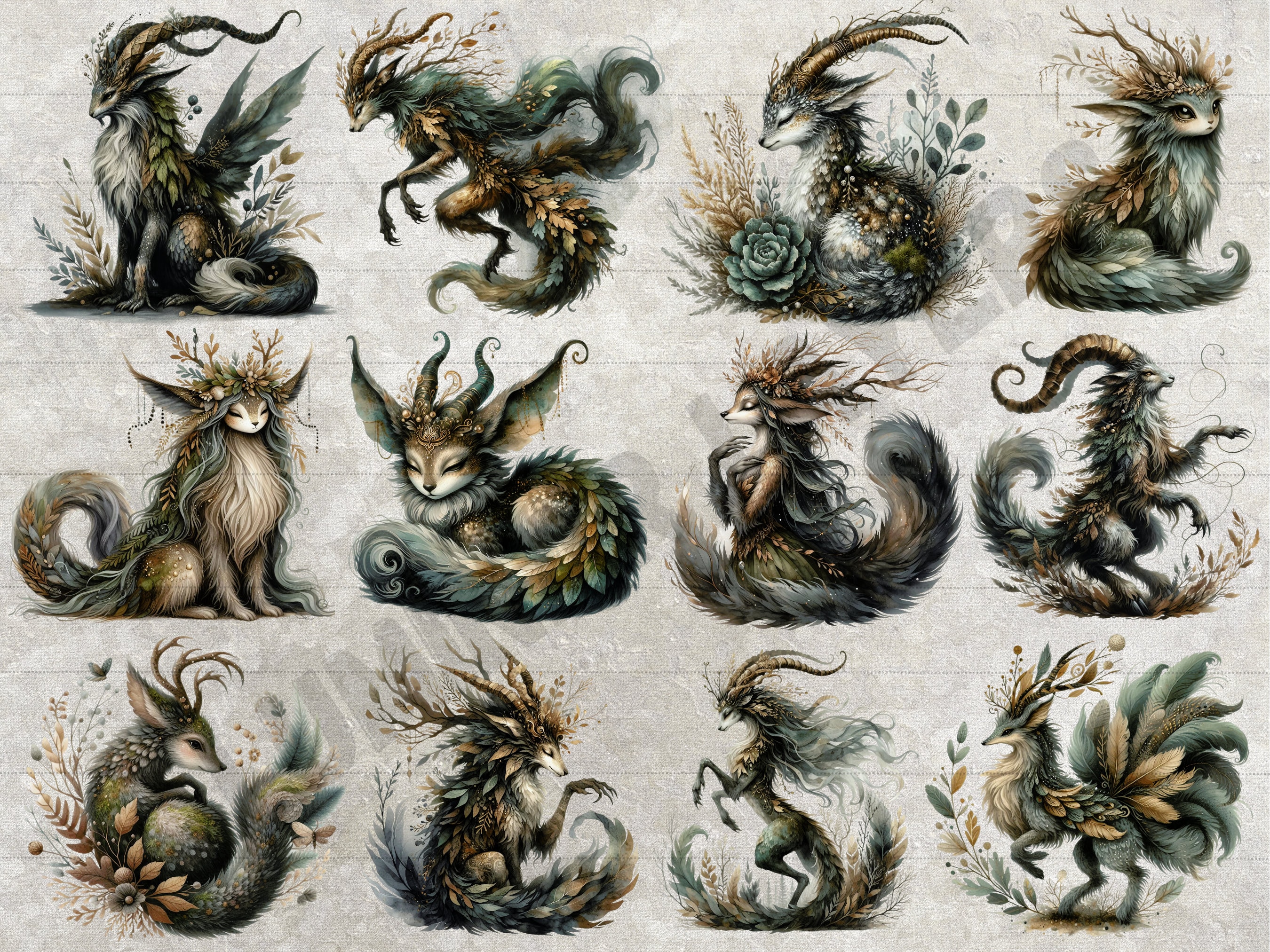Woodland Fantasy Creatures Vol. 3 PNG Digital Clipart Bundle Enchanted ...