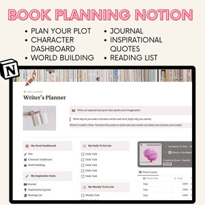 Notion Template Novel Planner, Book Writing Planner, World Building Notion, Novel Writing Notion ...