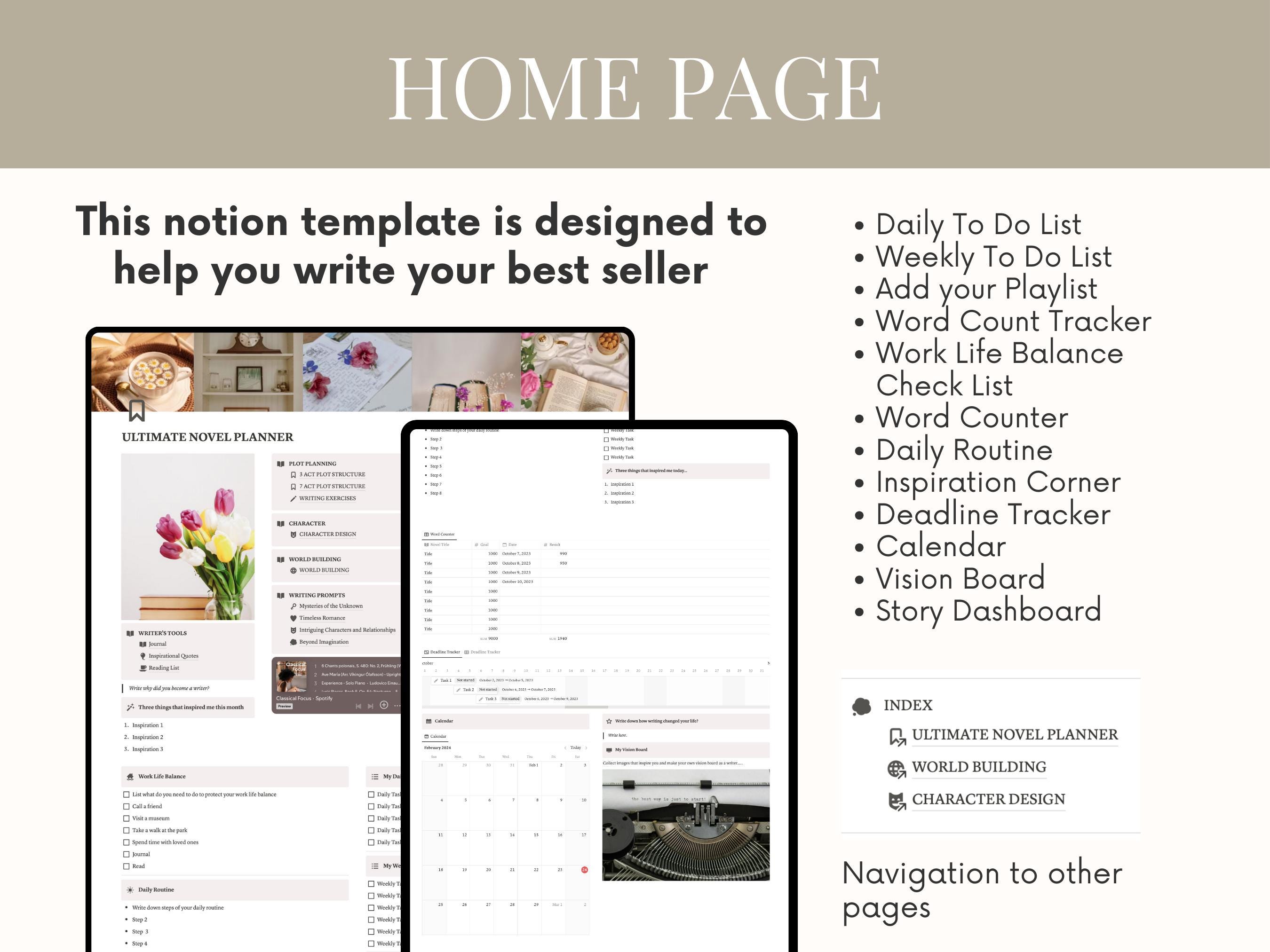 Notion Template Novel Planner, Book Writing Planner, World Building ...