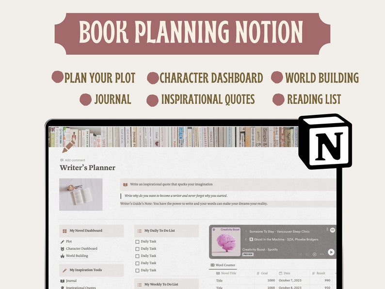 Notion Template for Writers, Writers Planner, Notion Planner, Digital ...