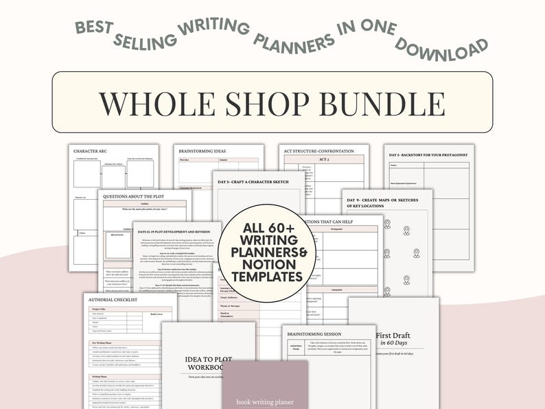 Novel Writing Planner Bundle: Author Book Outline, Plotting Tools ...