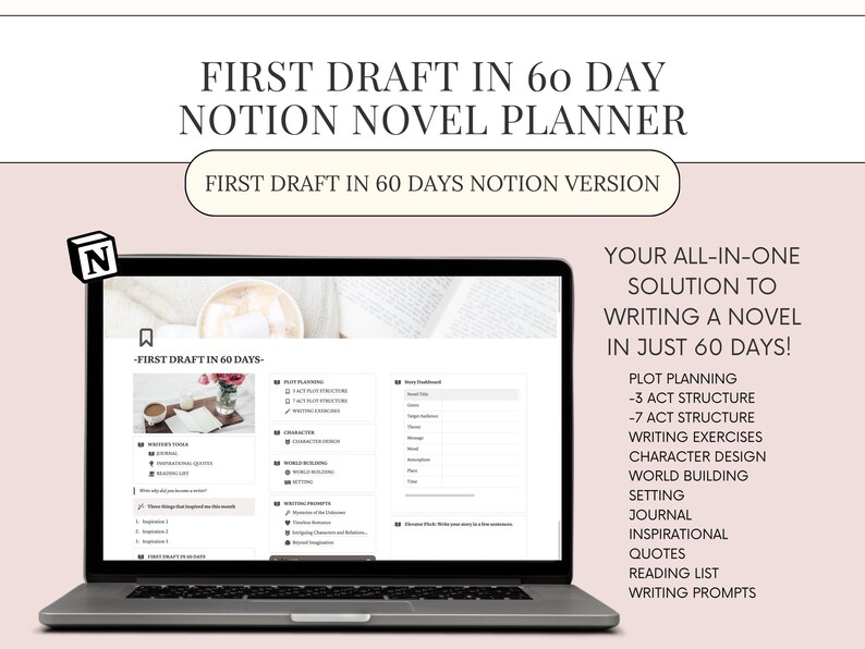 Novel Writing Notion Template, Guided Novel Planner, Book Writing Planner, Notion for Writers ...