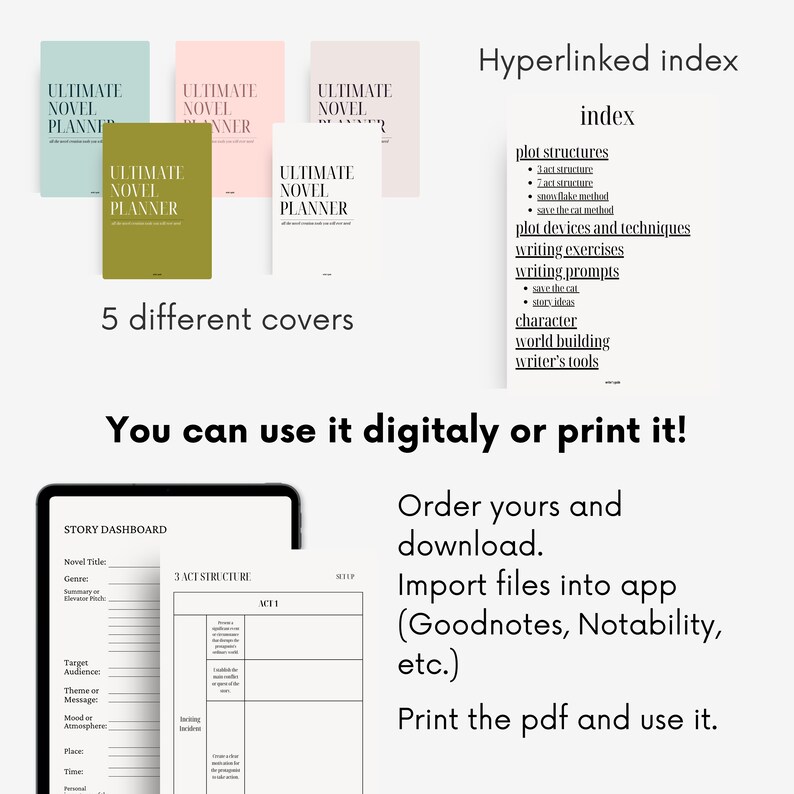 Ultimate Novel Planner: Character Workbook, Plotting Workbook, World ...
