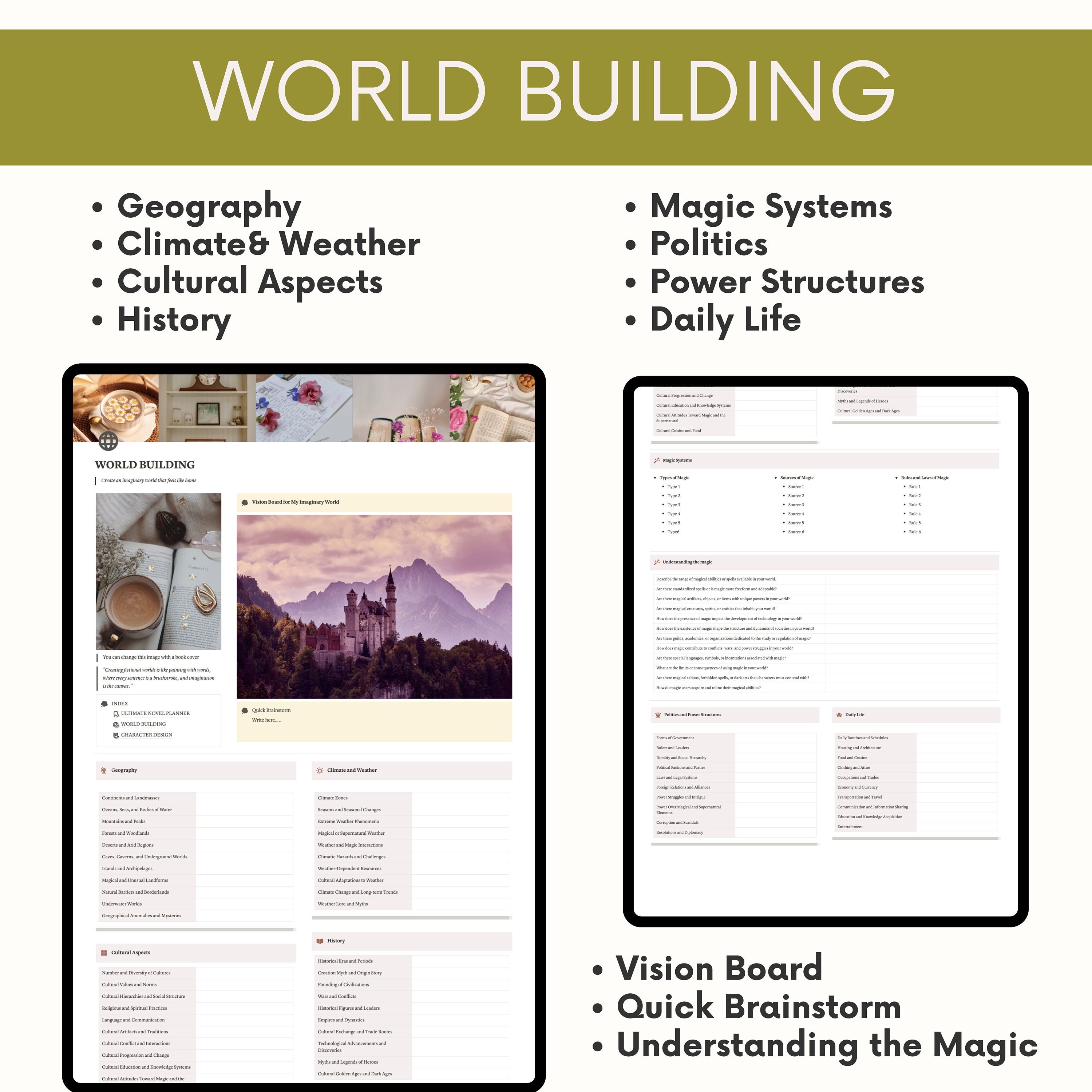 Notion Template Novel Planner, Book Writing Planner, World Building ...