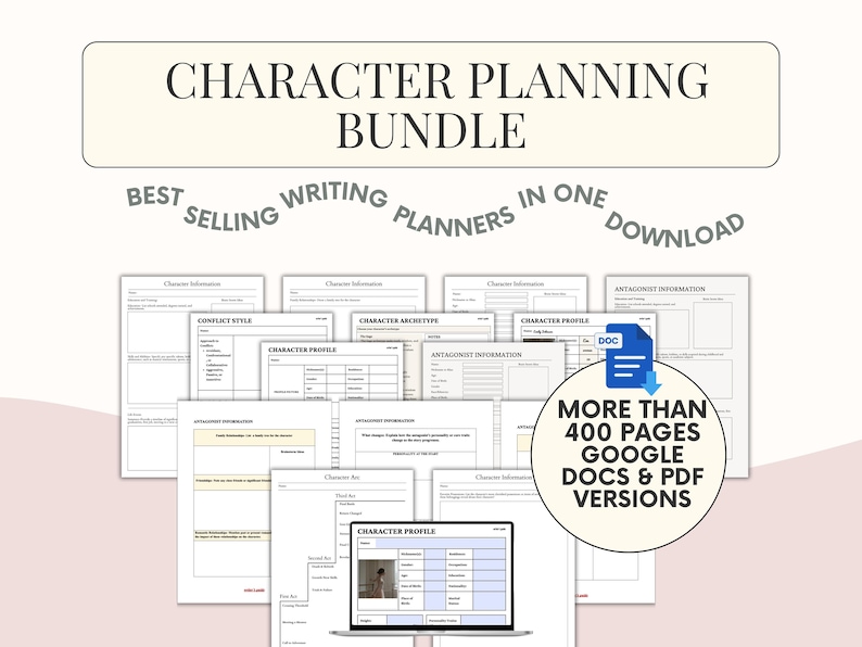Character Planning Bundle: Book Writing Plan, Antagonist Planner ...
