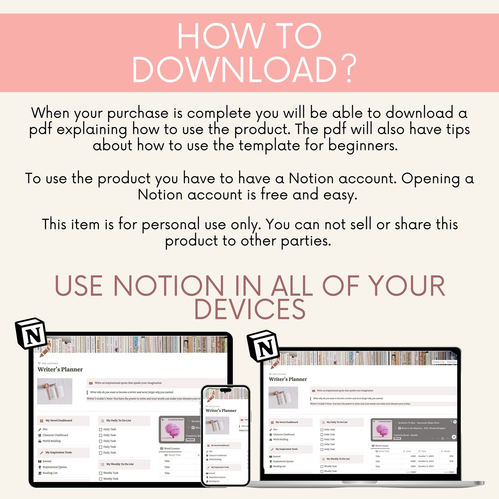 Notion Template Novel Planner, Book Writing Planner, World Building ...