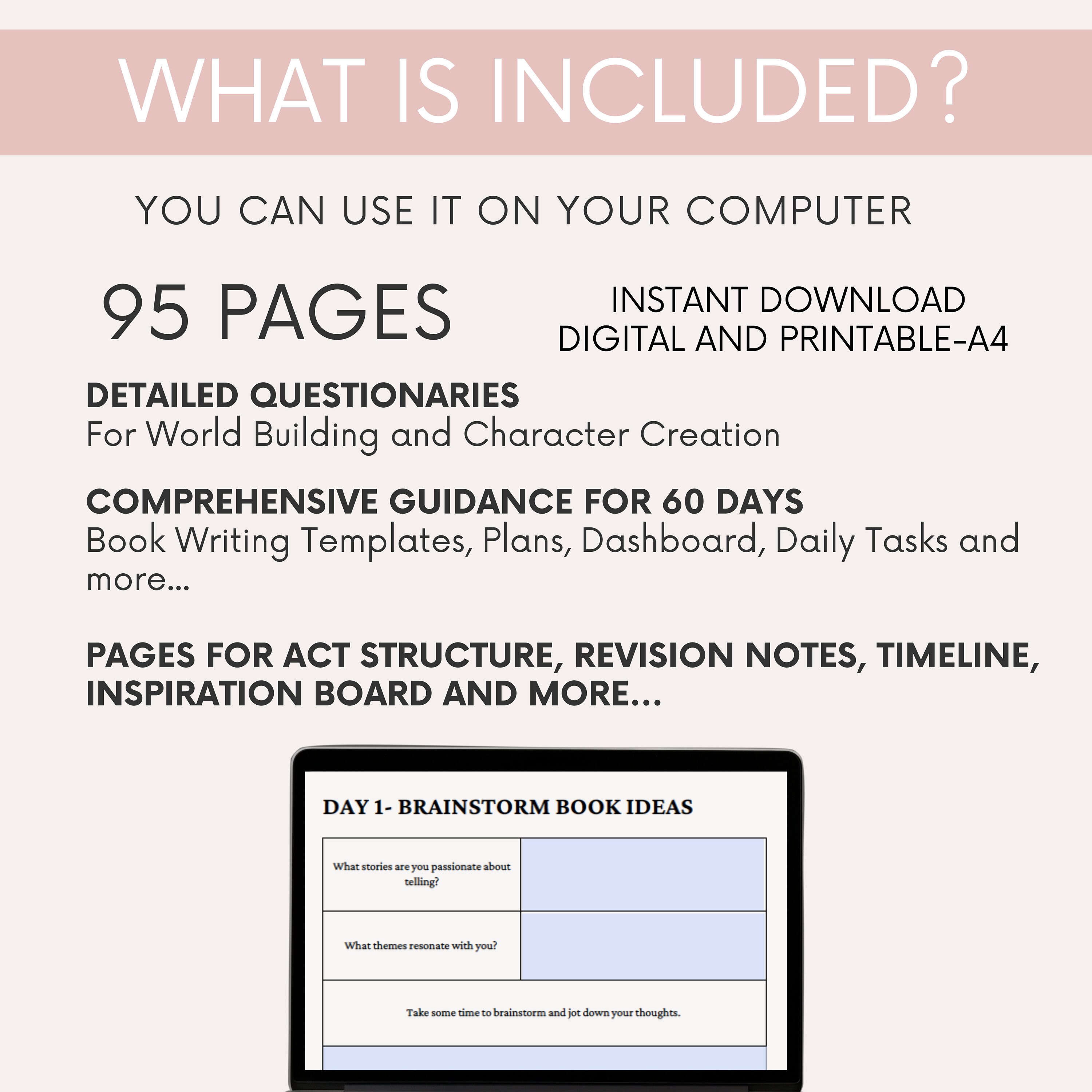Fillable Guided Novel Writing Planner, Author Book Planner for Novel ...
