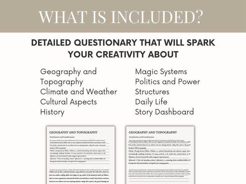 World Building Workbook: Fantasy Writing Template, Fiction Book Fantasy ...