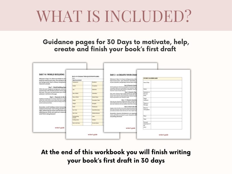 Book in 30 Days Novel Writing Workbook: Story Outline and Character ...