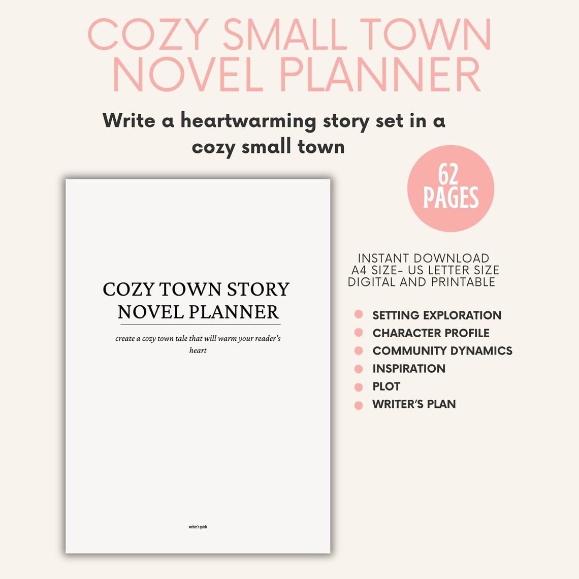 Cozy Small Town Novel Planner, Writing Worksheets for Cozy Small Town ...