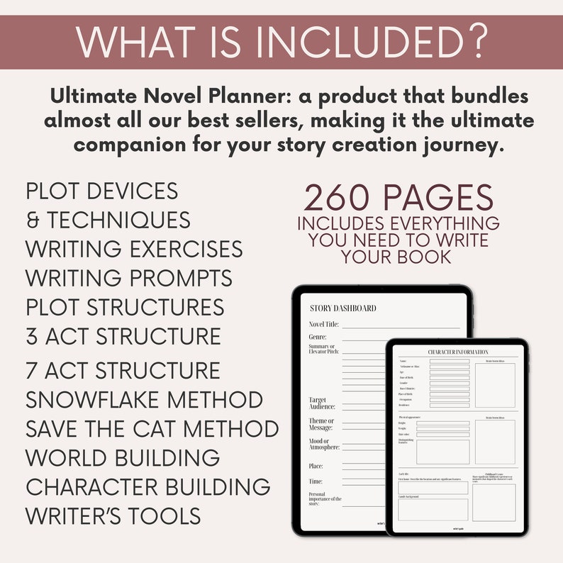 Ultimate Novel Planner Book Writing Planner, Plot Your Novel Outline ...