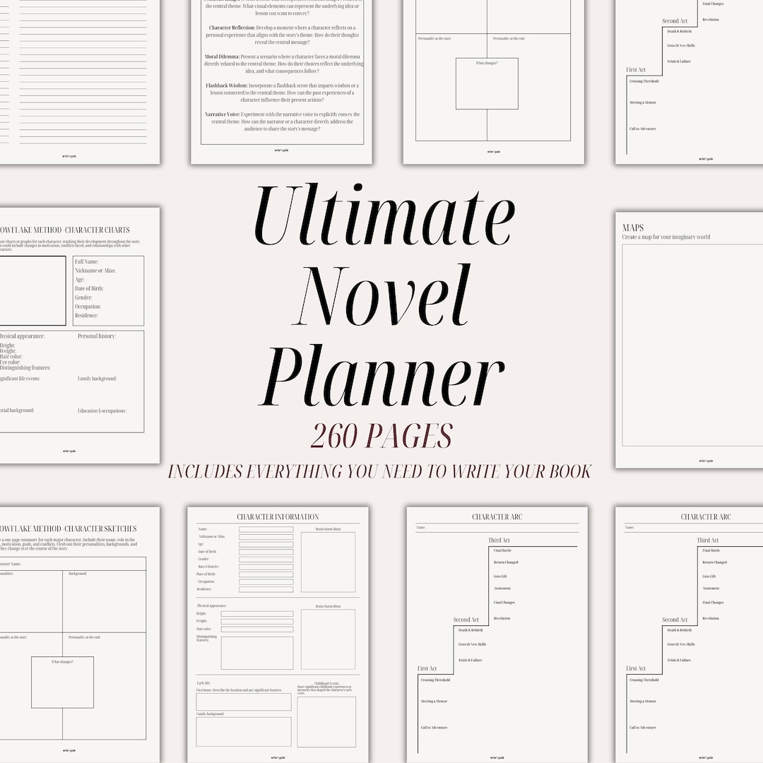 Ultimate Novel Planner Book Writing Planner, Plot Your Novel Outline ...