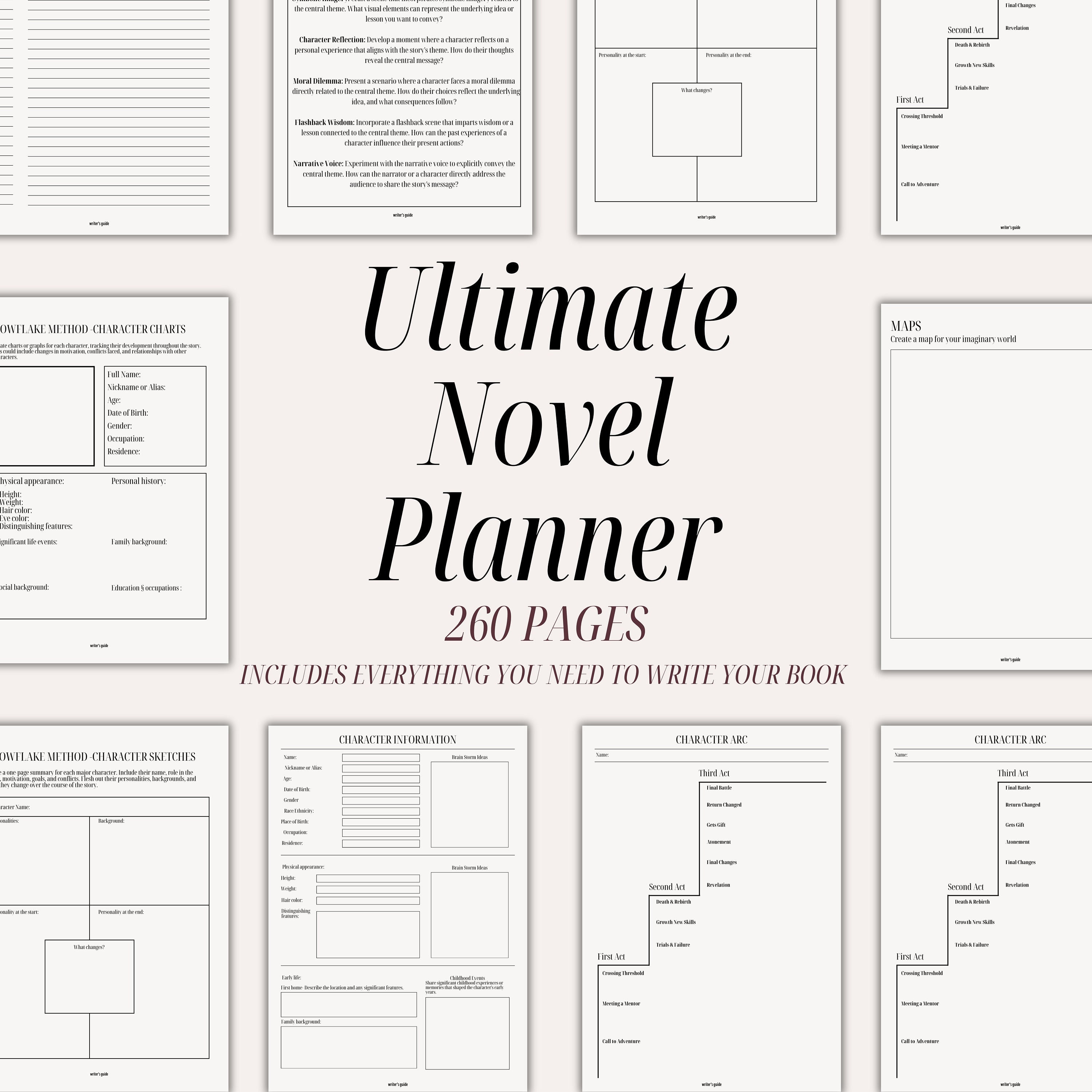 Ultimate Novel Planner Book Writing Planner, Plot Your Novel Outline ...