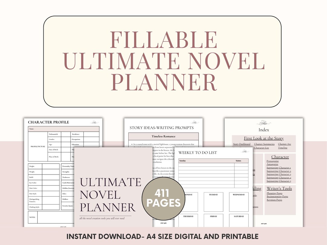 Fillable Novel Planner Writing Planner Novel Prep Story Planner Author ...