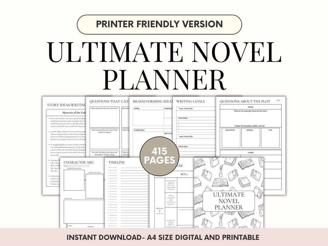 Novel Writing Planner: Author Story Plan Template, Writing a Book ...