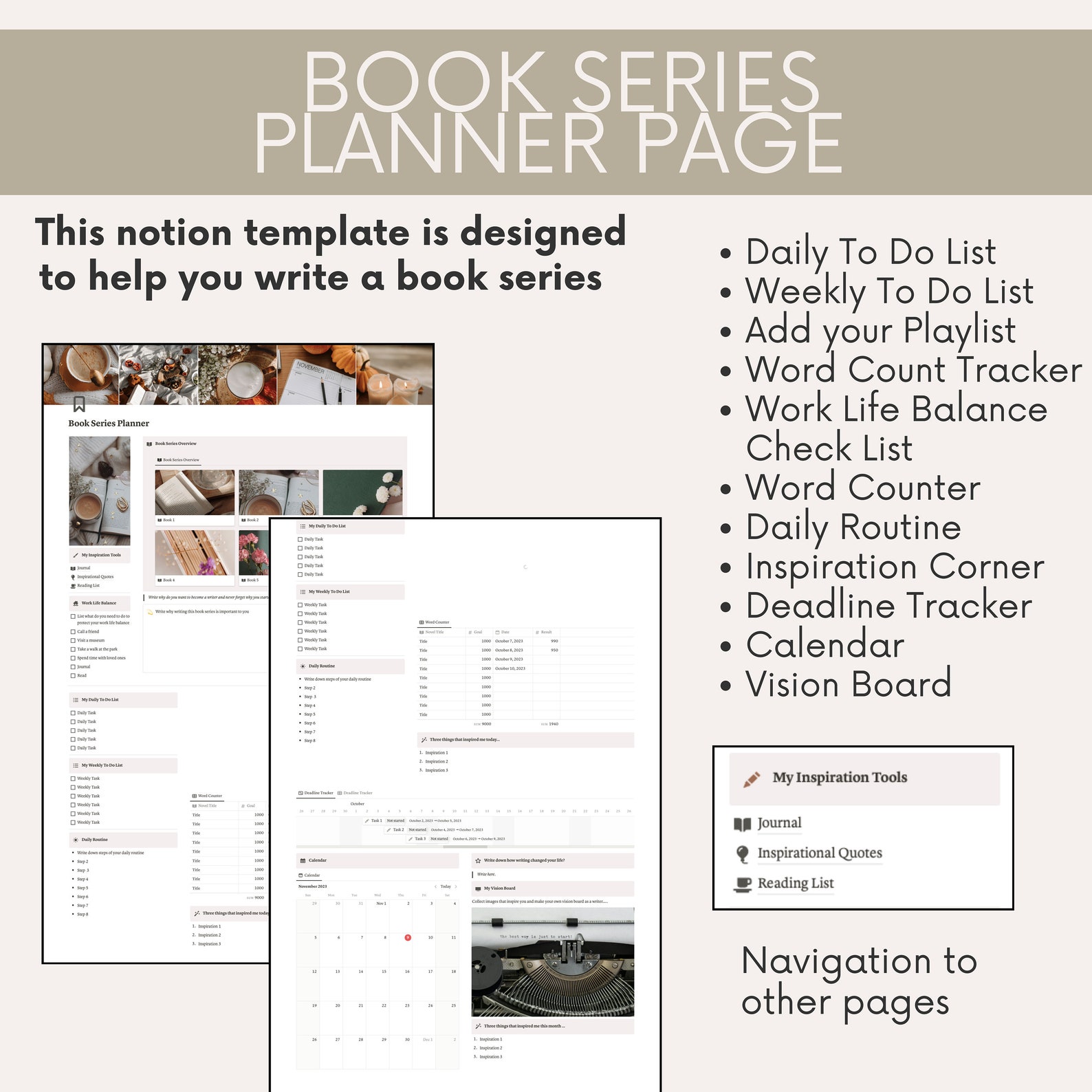 Book Series Notion Template Novel Planner, Writing Organizer, Character ...