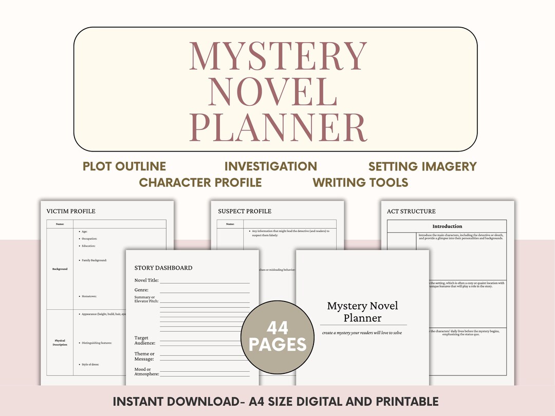 Mystery Novel Planner: Crime Writer Workbook, Write a Mystery Worksheet ...