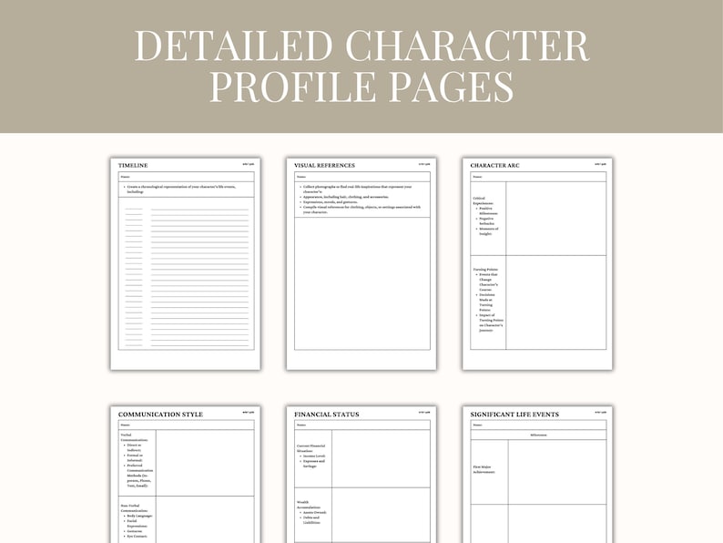 Character Profile Sheet: Author Planner, Novel Prep Character Chart ...